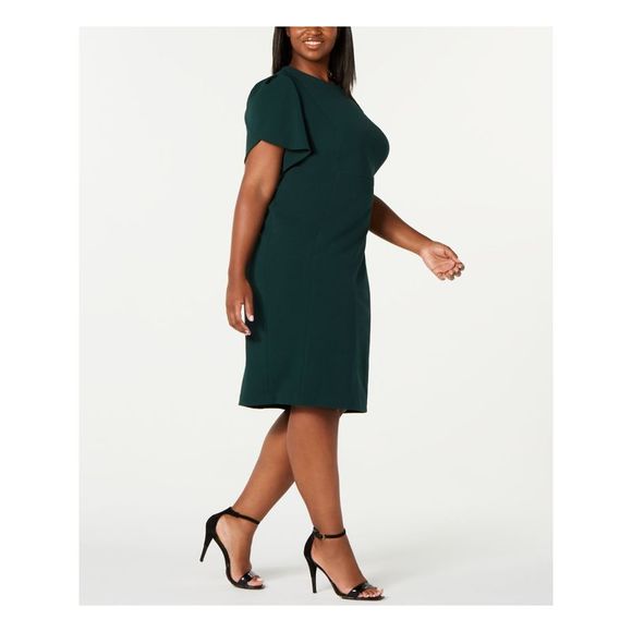 Calvin Klein | Dresses | Calvin Klein Womens Green Tulip Petal Puffed ...